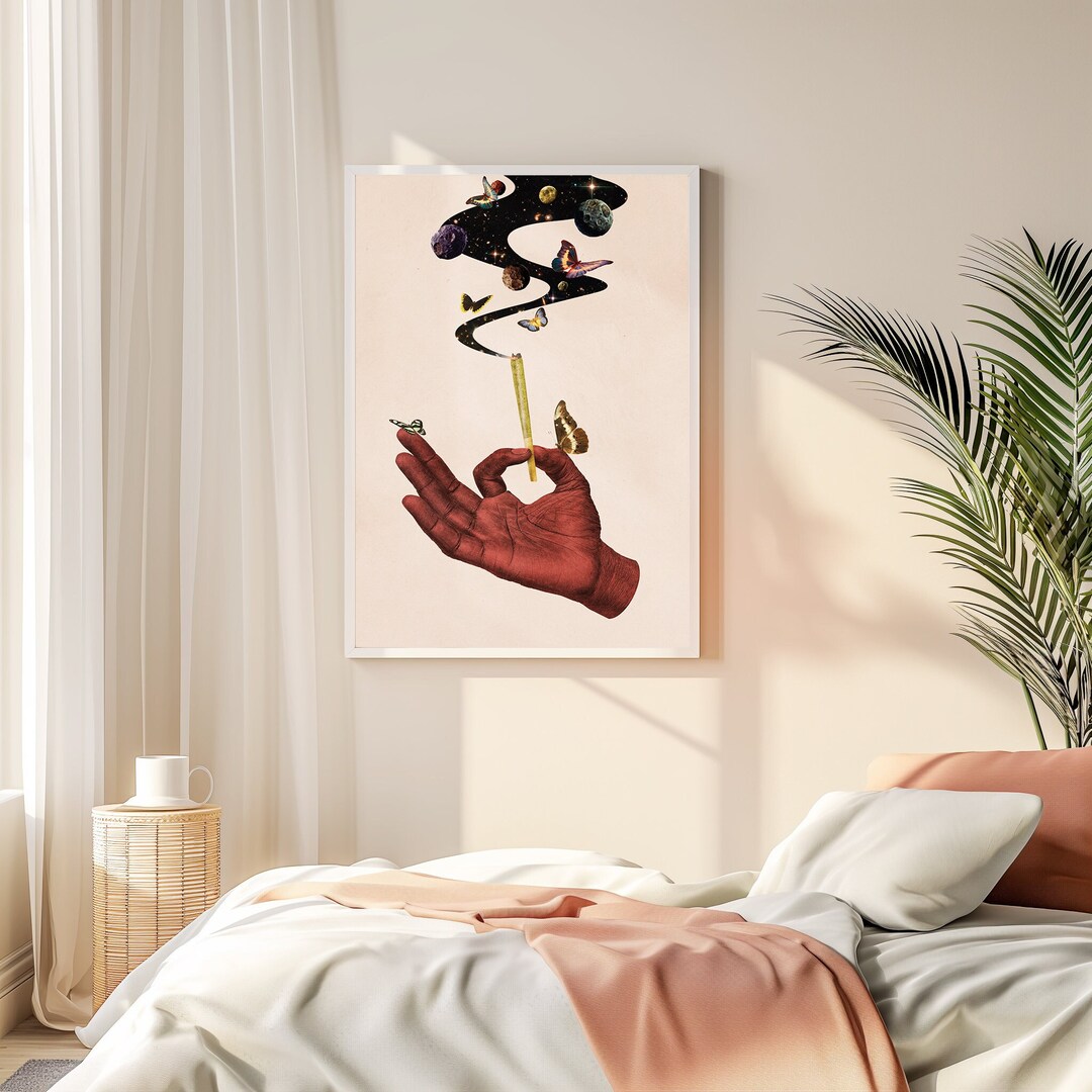 Trippy Hand Art Print: Surreal Butterfly Collage - Etsy