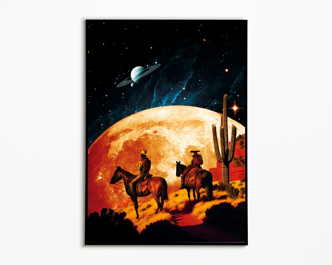 Space Cowboys cosmic Art, Vintage Western, Sci-fi Collage Art, Space ...