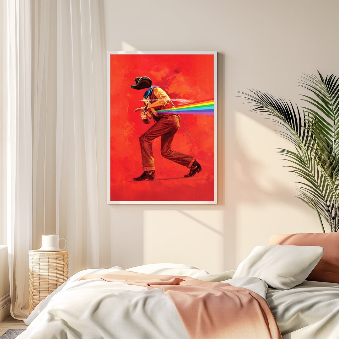 Wild West Cowboy Rainbow Art Print: Sci-fi Western Collage - Etsy