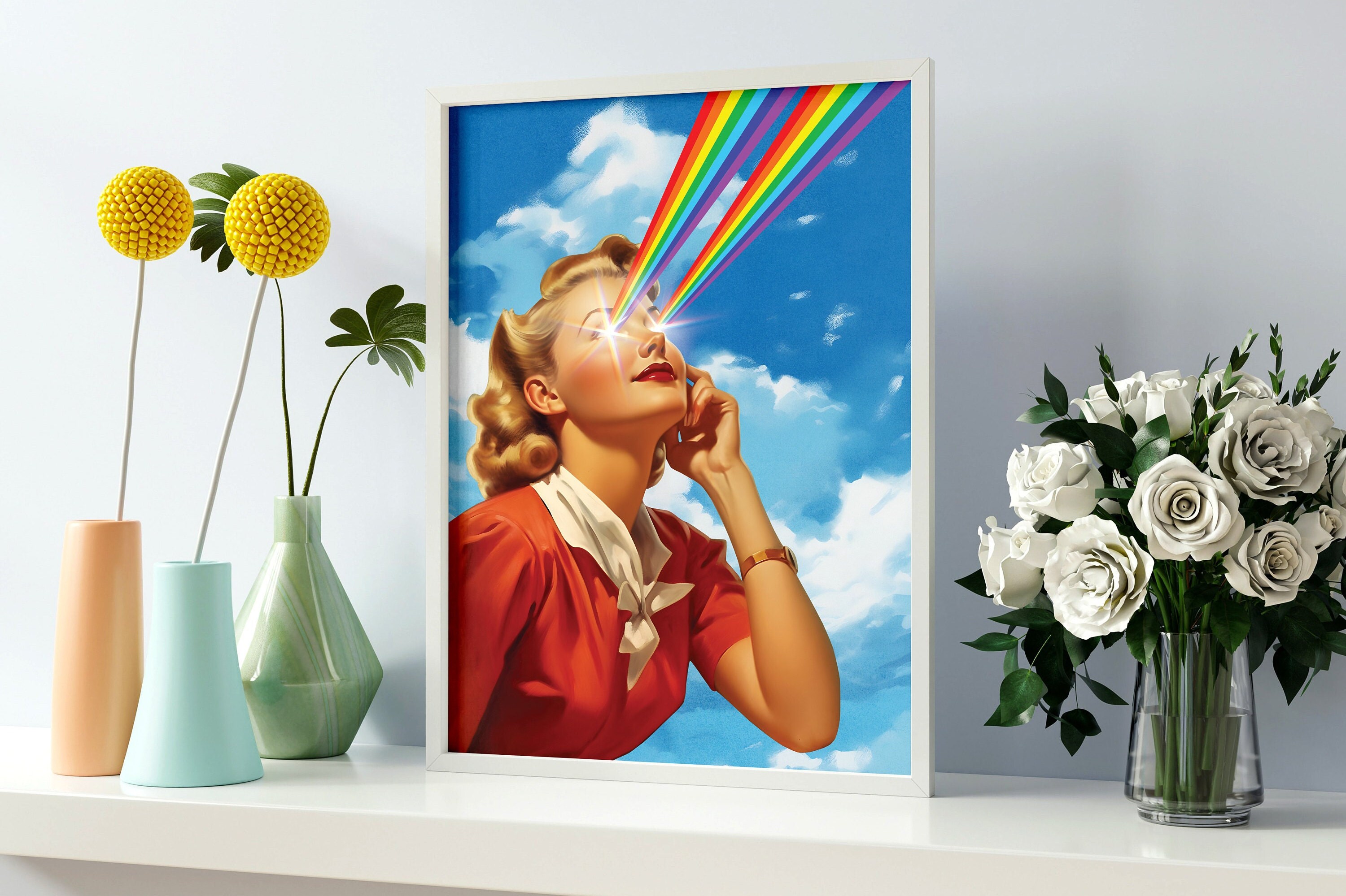 Open Your Eyes Rainbow Art Trippy Wall Art Vintage Wall - Etsy