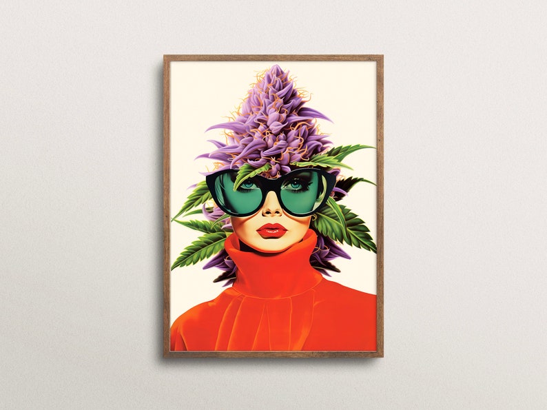 Trippy Cannabis Art Print – Retro Psychedelic Collage, Weed Decor - Etsy