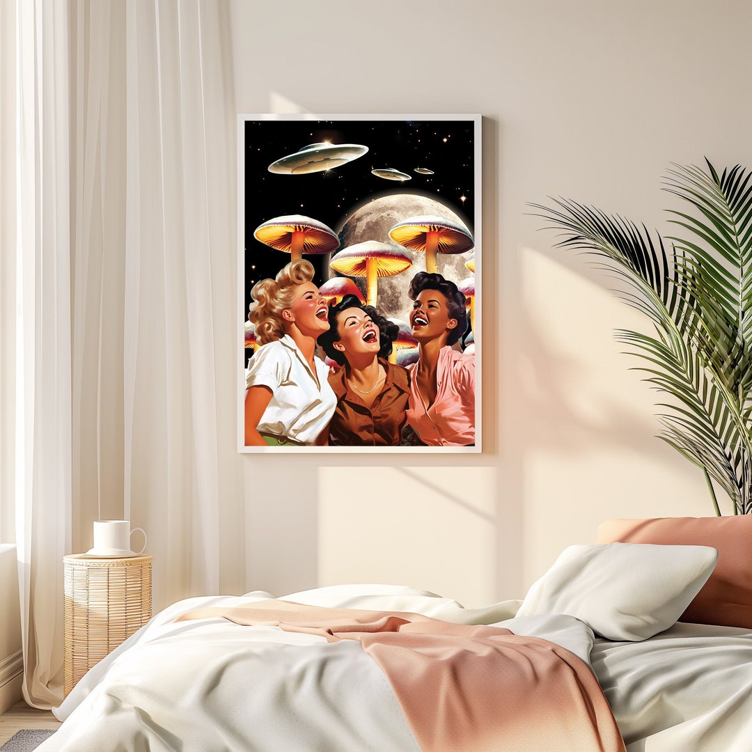 Trippy UFO Adventure (friends Art Print, Trippy UFO Art, Vintage ...