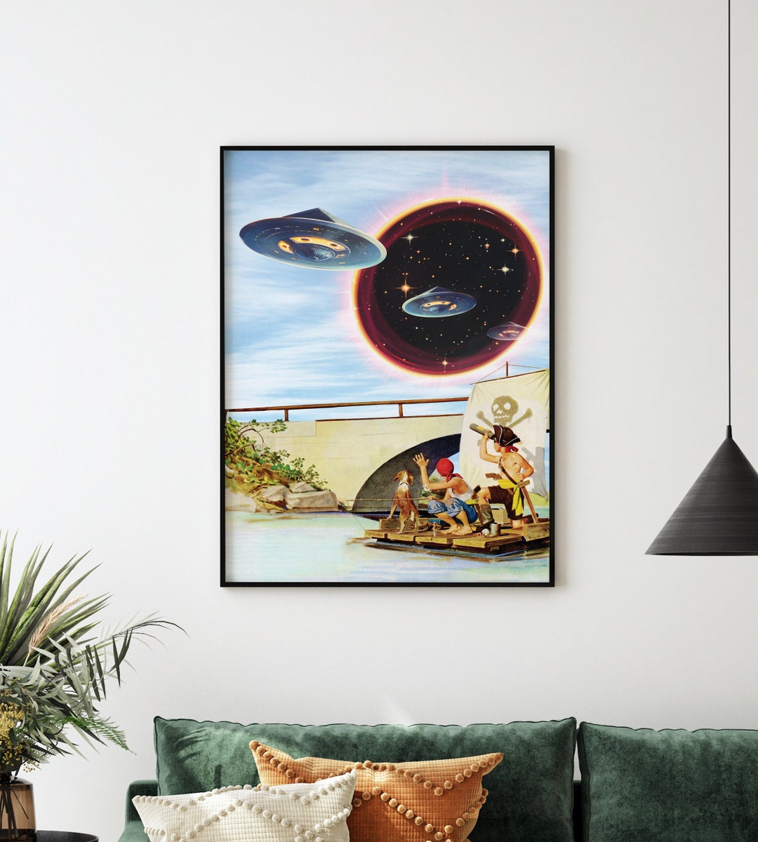 UFO Ahoy UFO Art, Vintage Collage Art, Retro Art, Cosmic Art, Vintage ...