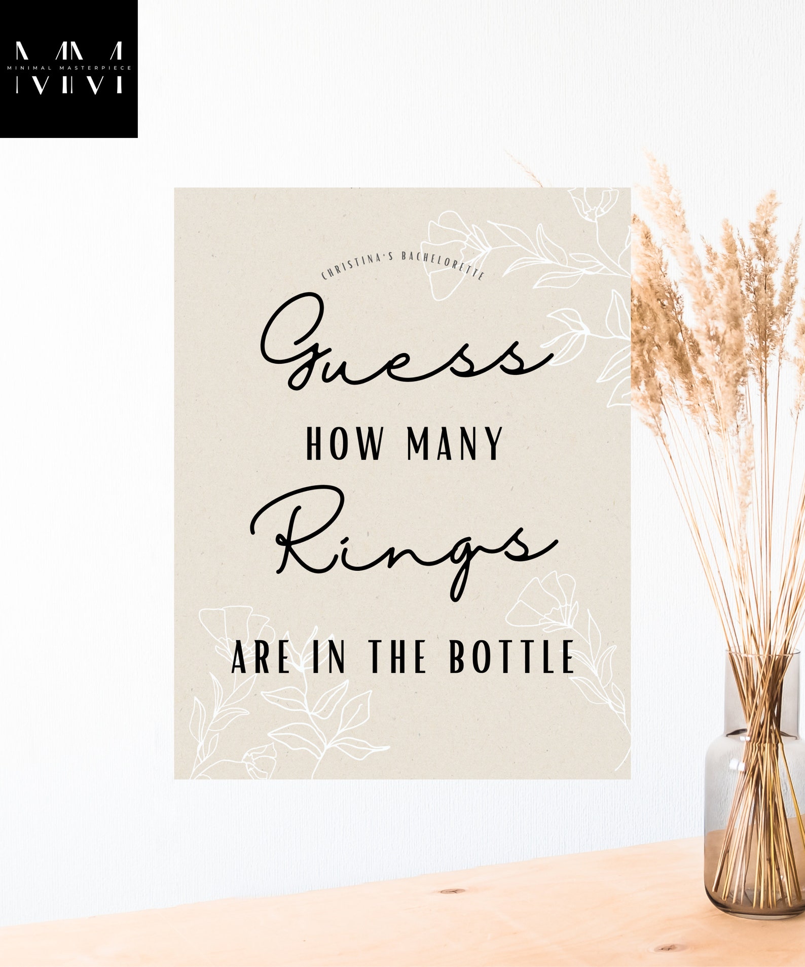 Guess How Many Rings Bridal Shower Game | Minimalist Bridal Shower Game ...