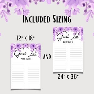 Wedding Guest List Sign, Guest List Sign, Wedding Template, Instant ...