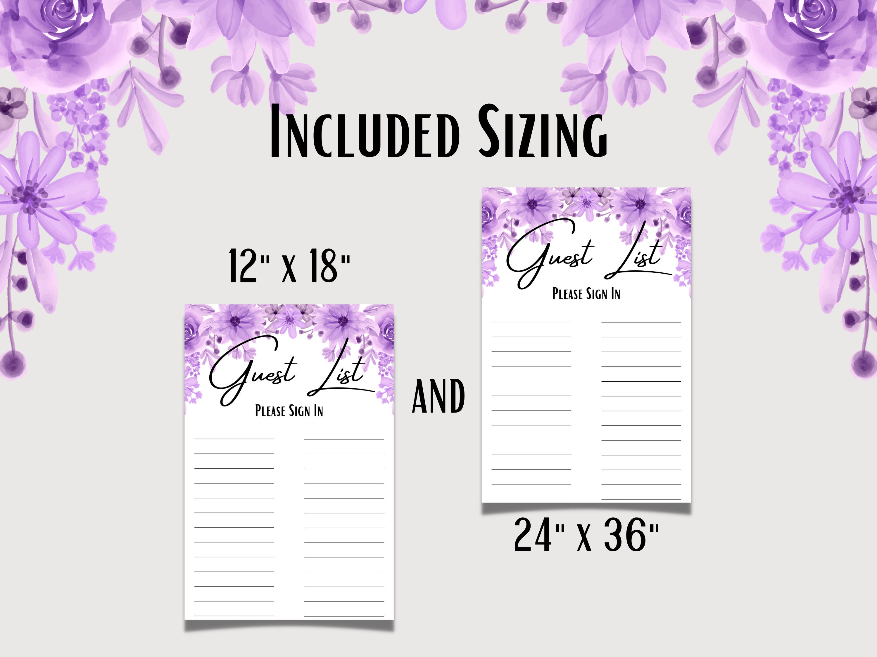 Wedding Guest List Sign, Guest List Sign, Wedding Template, Instant ...
