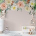 Wall Decal BORDER Coral Pink Yellow Watercolor ROSES MAEGAN Floral ...