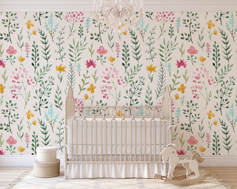 Peel and Stick REMOVABLE WALLPAPER Fabric, Pink Floral Wallpaper, Wild ...
