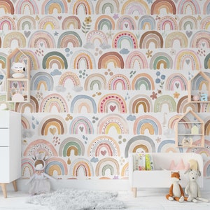 RAINBOW, Removable Wallpaper, PRE-PASTED, Farmhouse Decor, Nursery ...