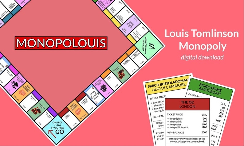 Monopolouis | Louis Tomlinson Monopoly Game | Digital Download, Easy ...
