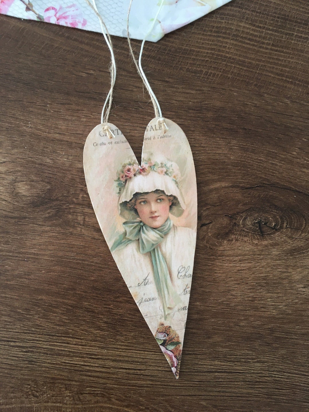 DEKO Wooden Heart Hanger 16 Cm Shabby Country House - Etsy