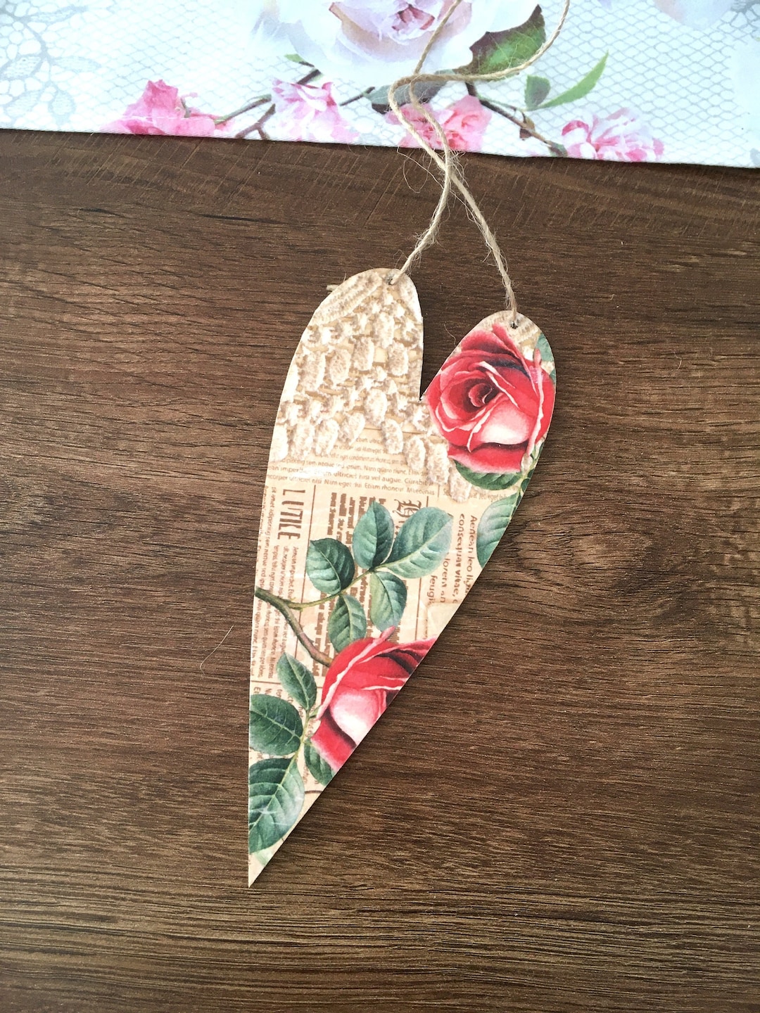 DECO Heart Wooden Hanger 16 Cm Shabby Country House Birthday - Etsy