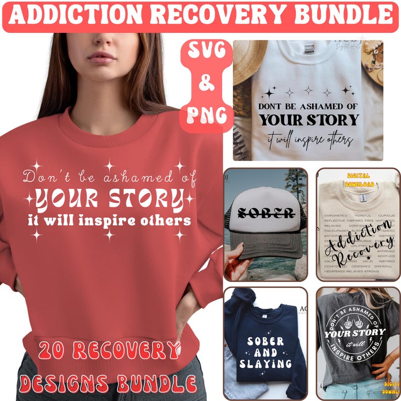 Addiction Recovery Bundle Svg Png Recovery Awareness Shirt Cut File ...