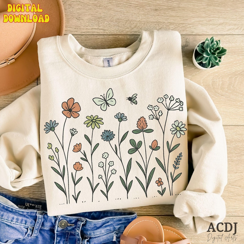 Boho Hippie Flowers Png Wildflowers Png, Abstract Florals Png, Floral ...