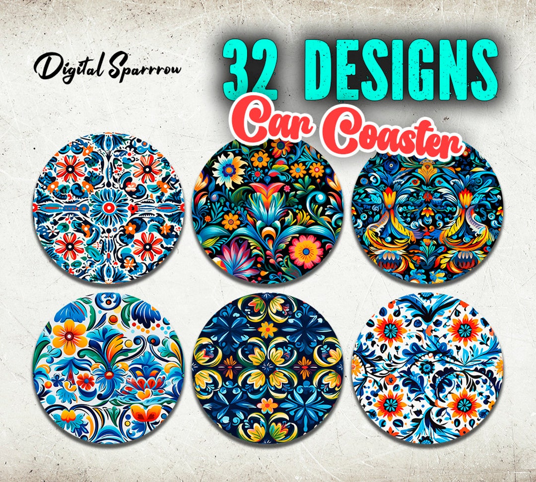 Talavera Car Coaster Designs Png, Mexican Calaverita Car Coaster ...