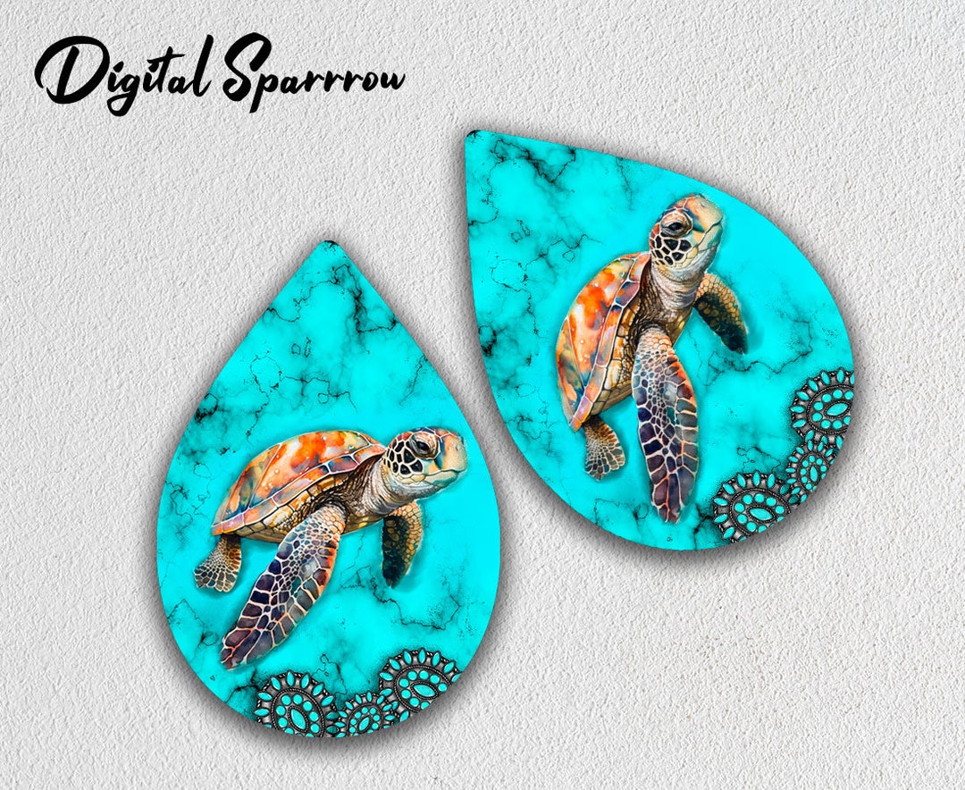 Teardrop Earring Png, Turtle Sublimation Earring Png, Gemstone ...