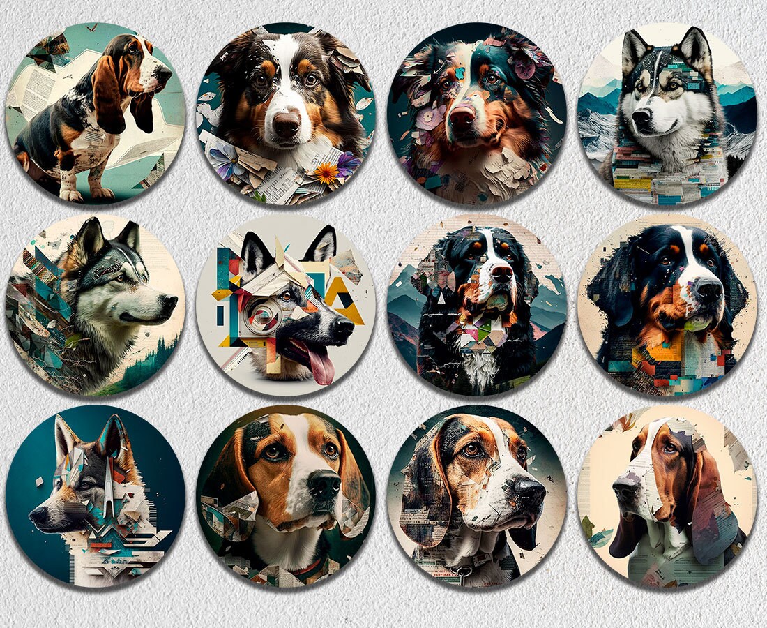 Dogs Collage Car Coaster Png Sublimation Car Coaster - Etsy