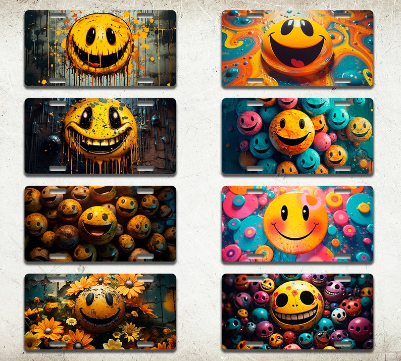 45 Smiley Face License Plate Sublimation Png Smile Face - Etsy