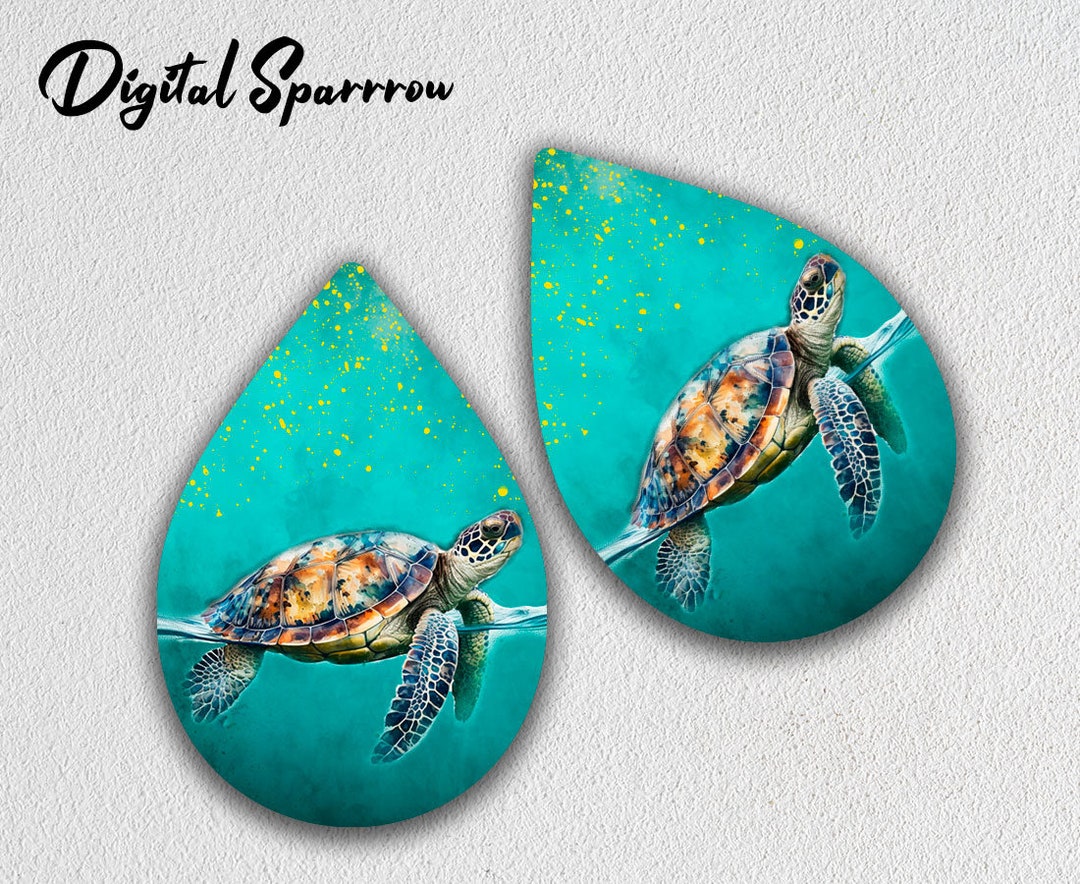 Teardrop Earring Png, Turtle Sublimation Earring Png, Gemstone ...