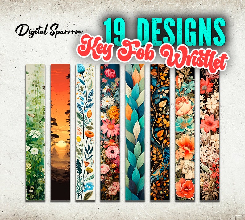 Key Fob PNG, Key Fob Sublimation, Folk-botanical Key Fob Wristlet ...