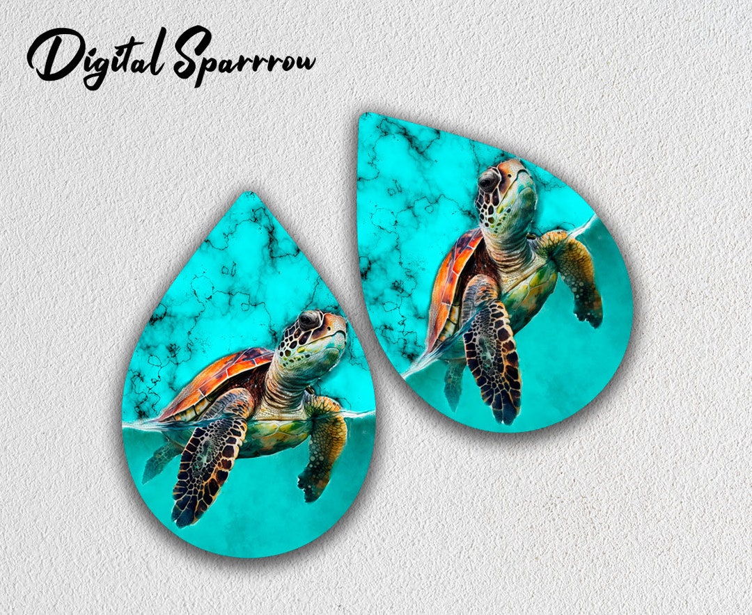 Teardrop Earring Png, Turtle Sublimation Earring Png, Gemstone ...