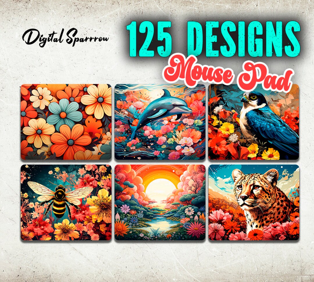 125 Mouse Pad Sublimation Design Bundle, Mouse Pad Template, Wild Mouse ...