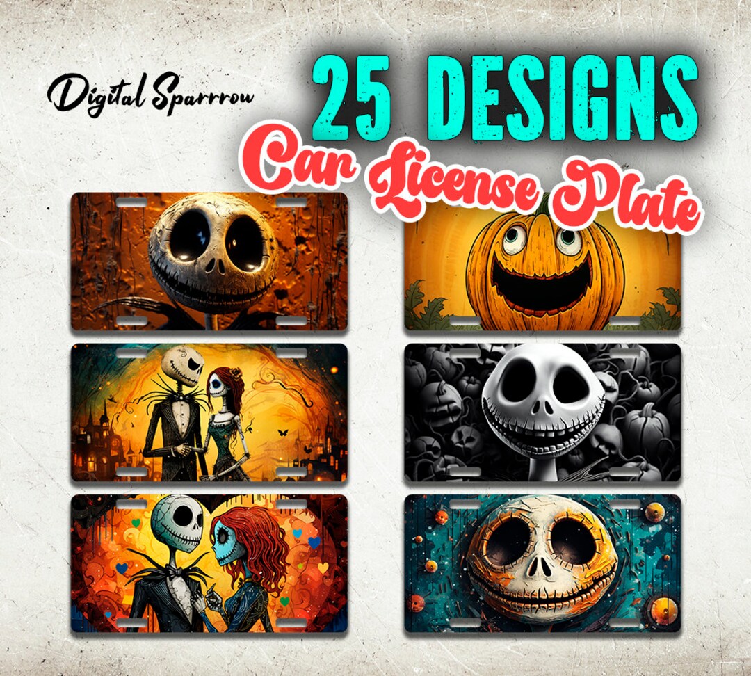 35 Halloween License Plate Sublimation Png, Pumpkin License Plate ...