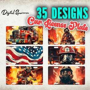35 Firefighter License Plate Sublimation Png, Fire Department License ...