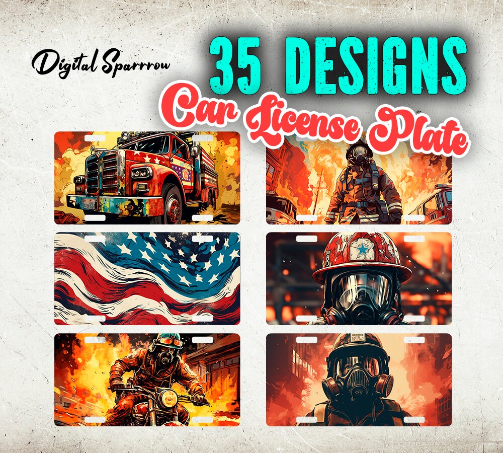 35 Firefighter License Plate Sublimation Png, Fire Department License ...