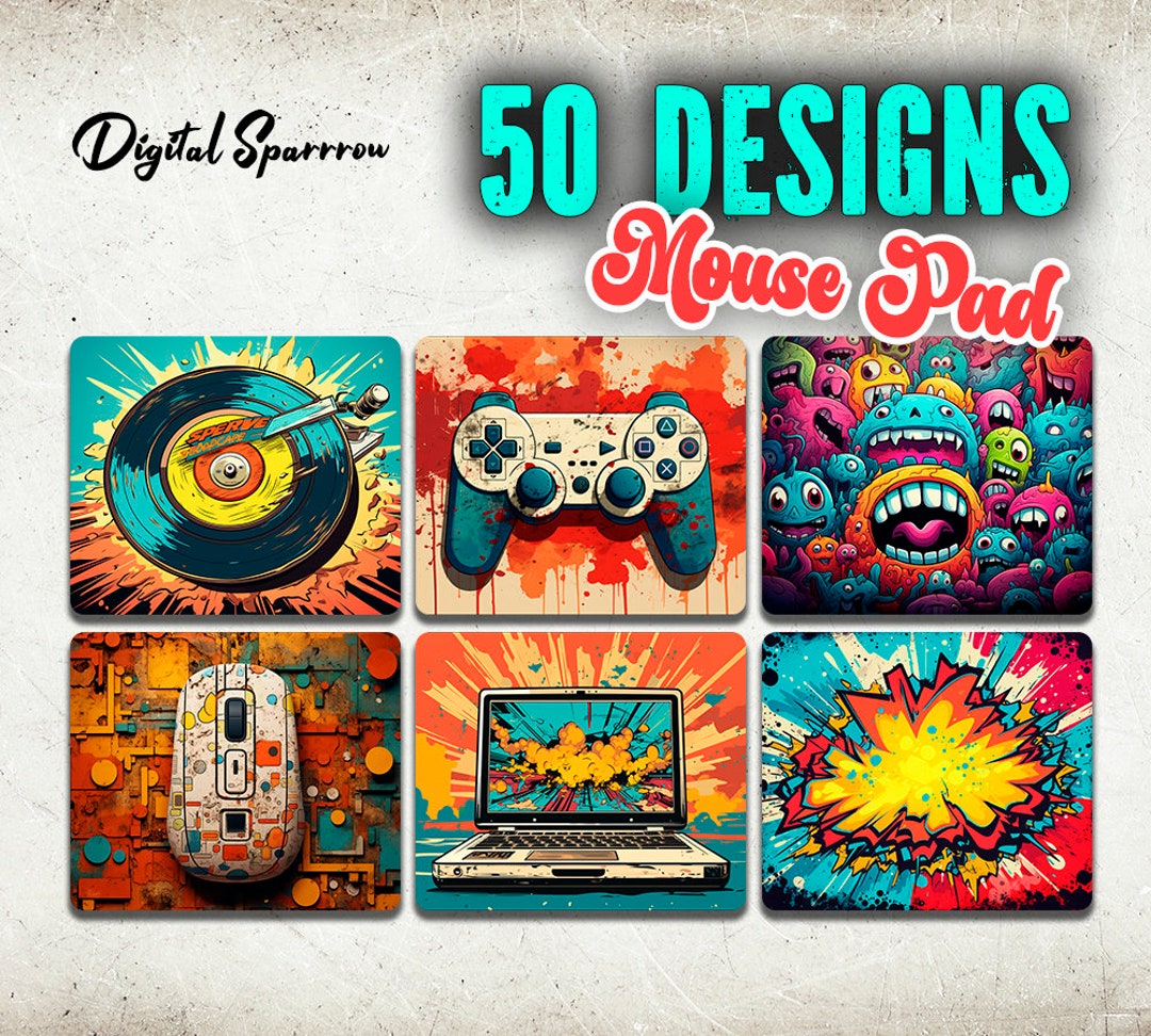 50 Mouse Pad Sublimation Design Bundle, Mouse Pad Template, Gamer Mouse ...