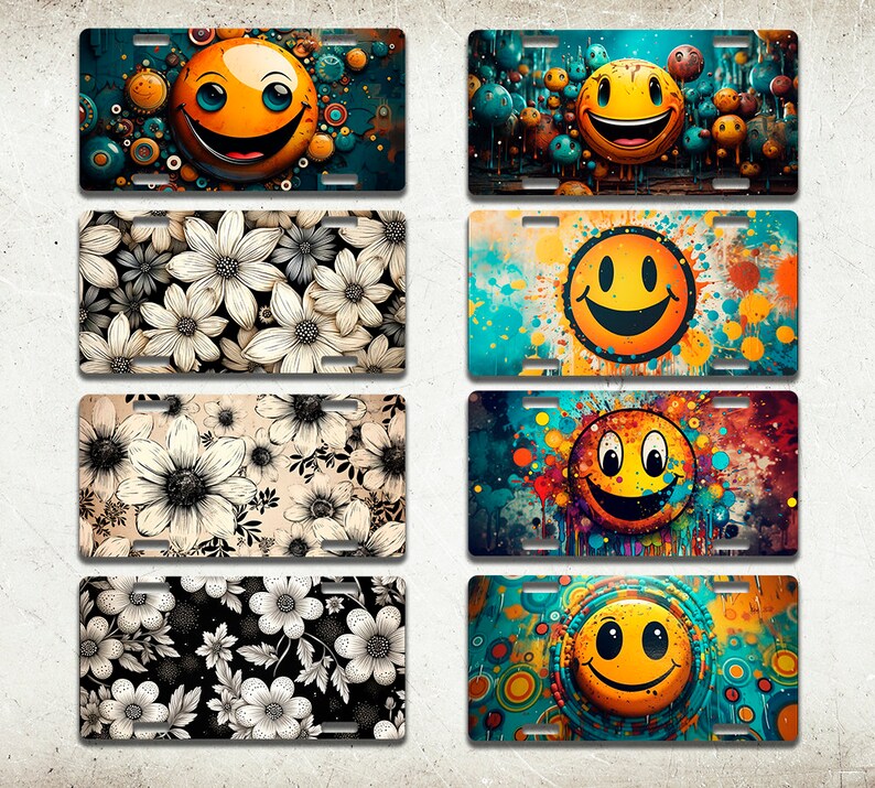 45 Smiley Face License Plate Sublimation Png Smile Face - Etsy