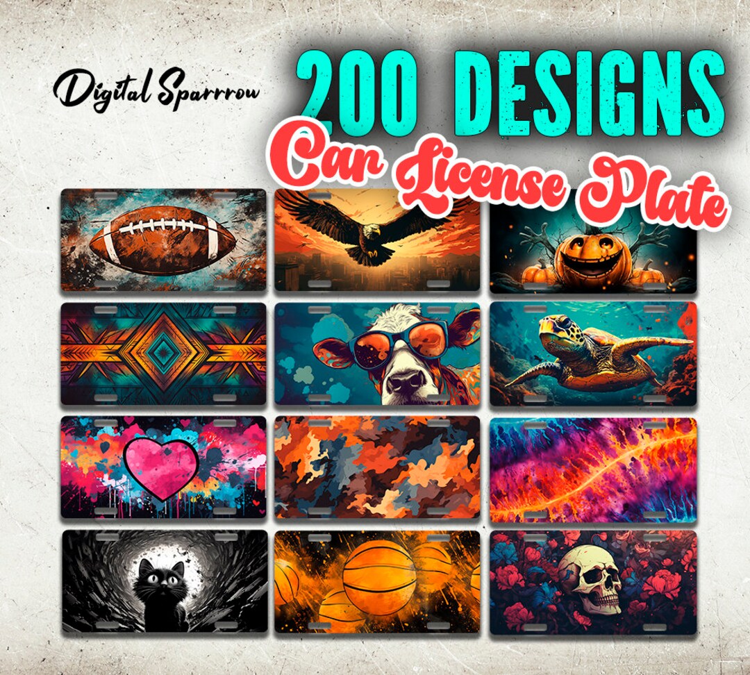 200 License Plate Sublimation Png, License Plate Designs Png, Digital ...