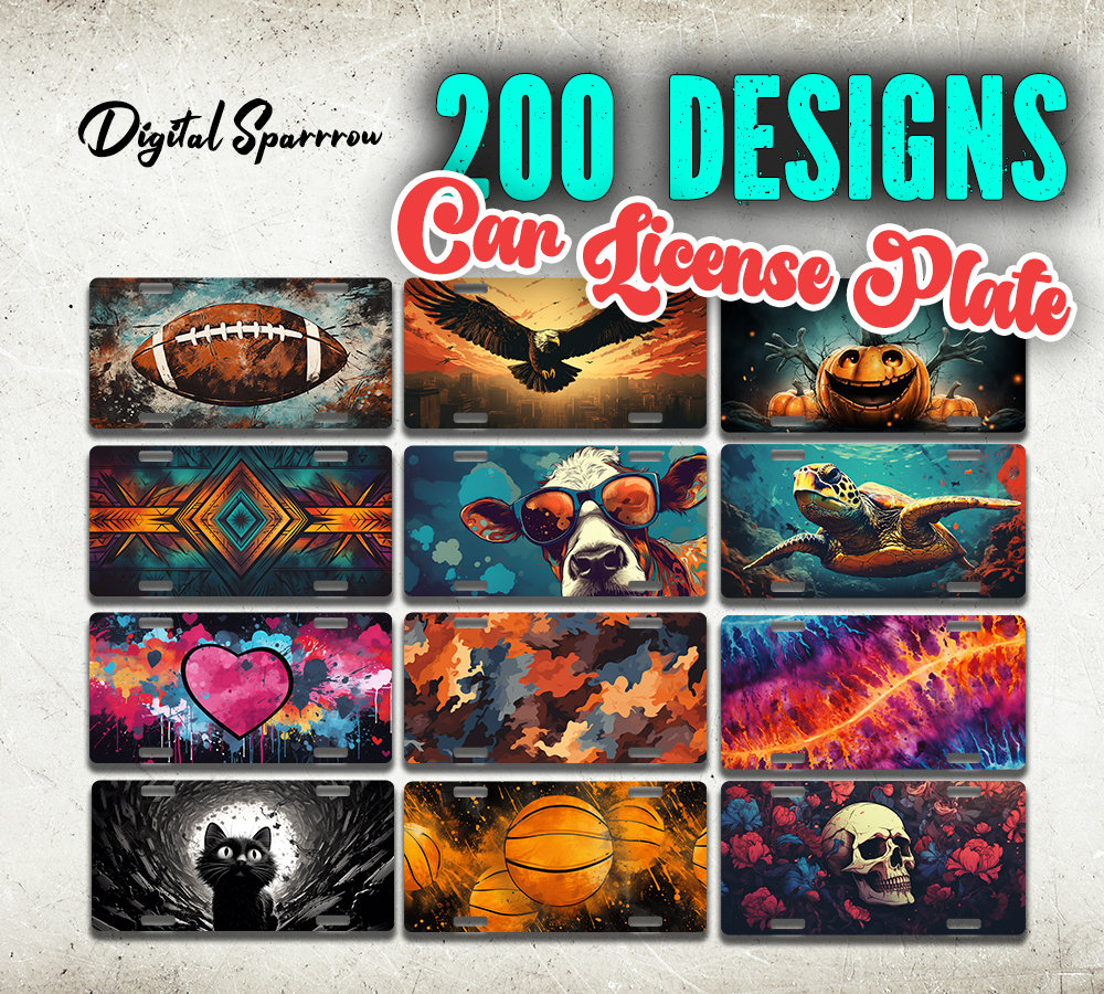 200 License Plate Sublimation Png, License Plate Designs Png, Digital ...