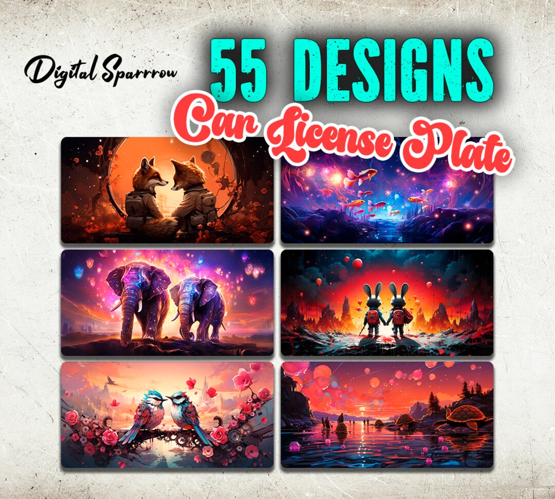 70s Retro License Plate Design Sublimation, Retro Animals License Plate ...