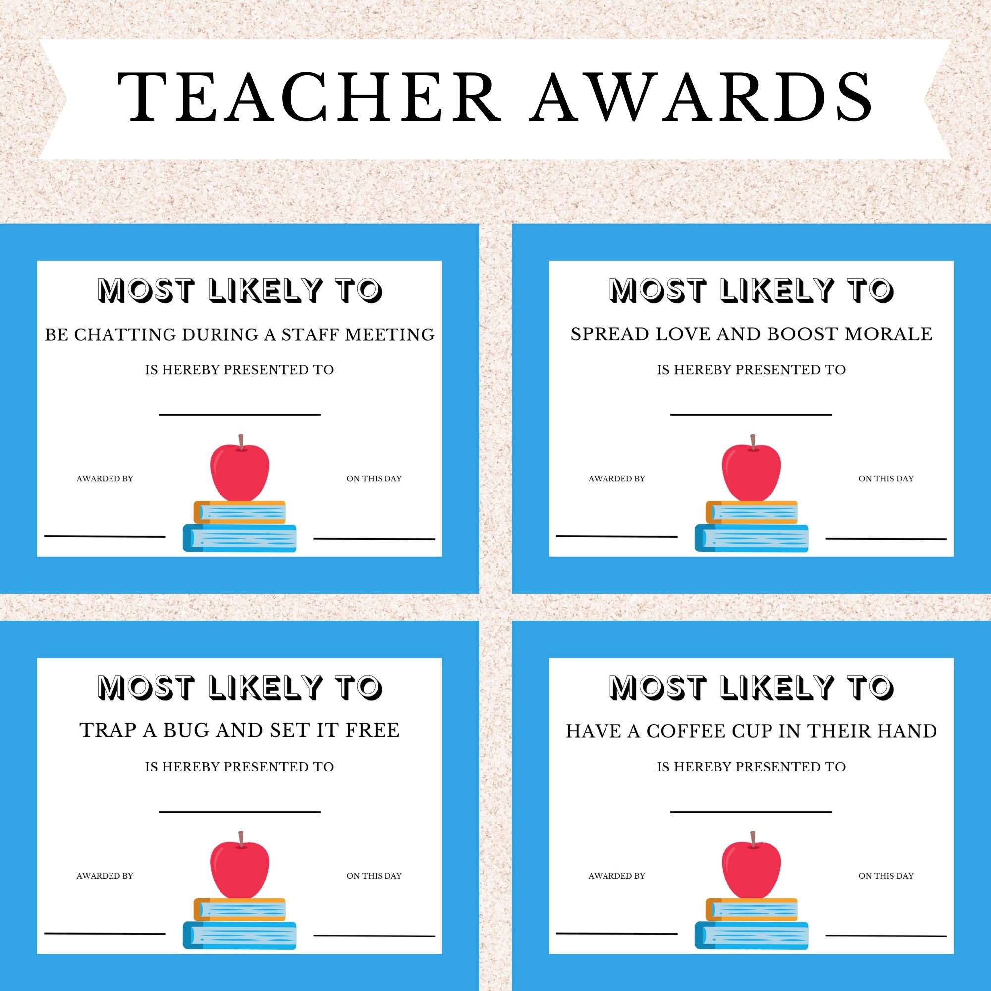 Funny Teacher Awards: Printable 'most Likely To' Bundle (digital ...