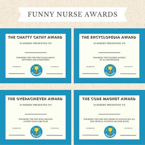 Funny Nurse Awards Printable Bundle: Coworker RN Gifts (digital ...