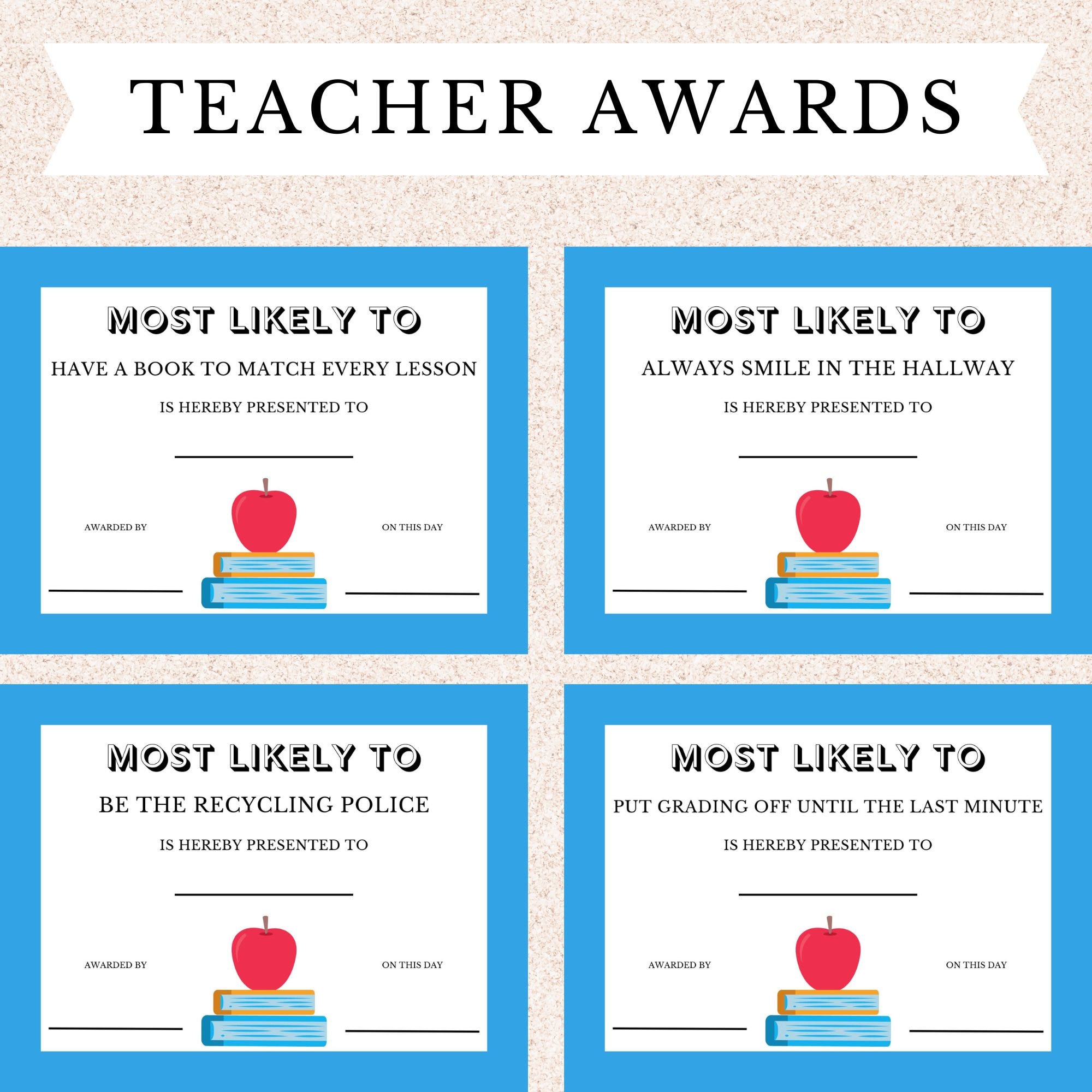 Funny Teacher Awards: Printable 'most Likely To' Bundle (digital ...