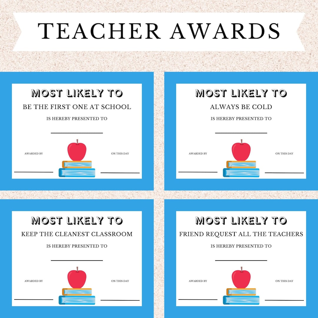 Funny Teacher Awards: Printable 'most Likely To' Bundle (digital ...