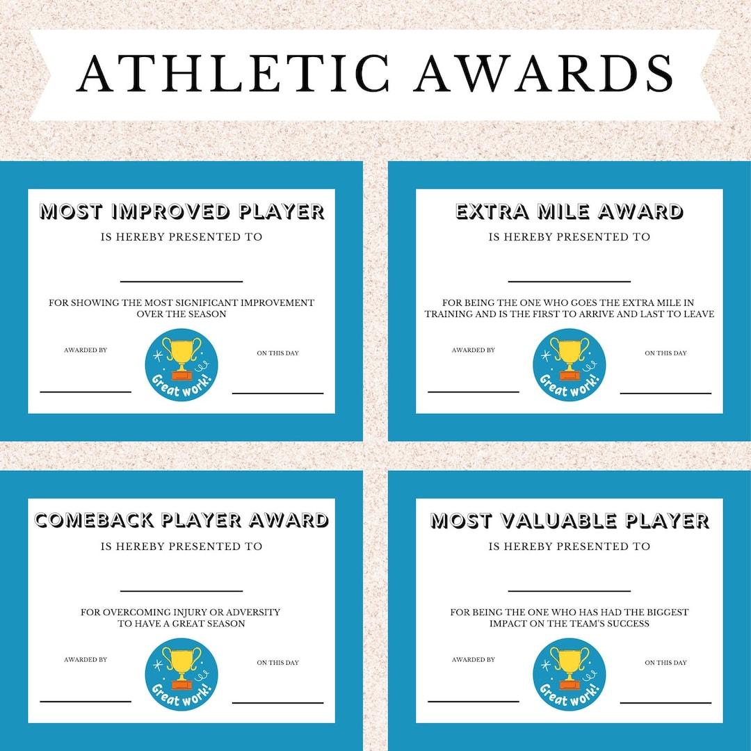 Athletic Sport Awards Printable Bundle (digital Download) - Etsy