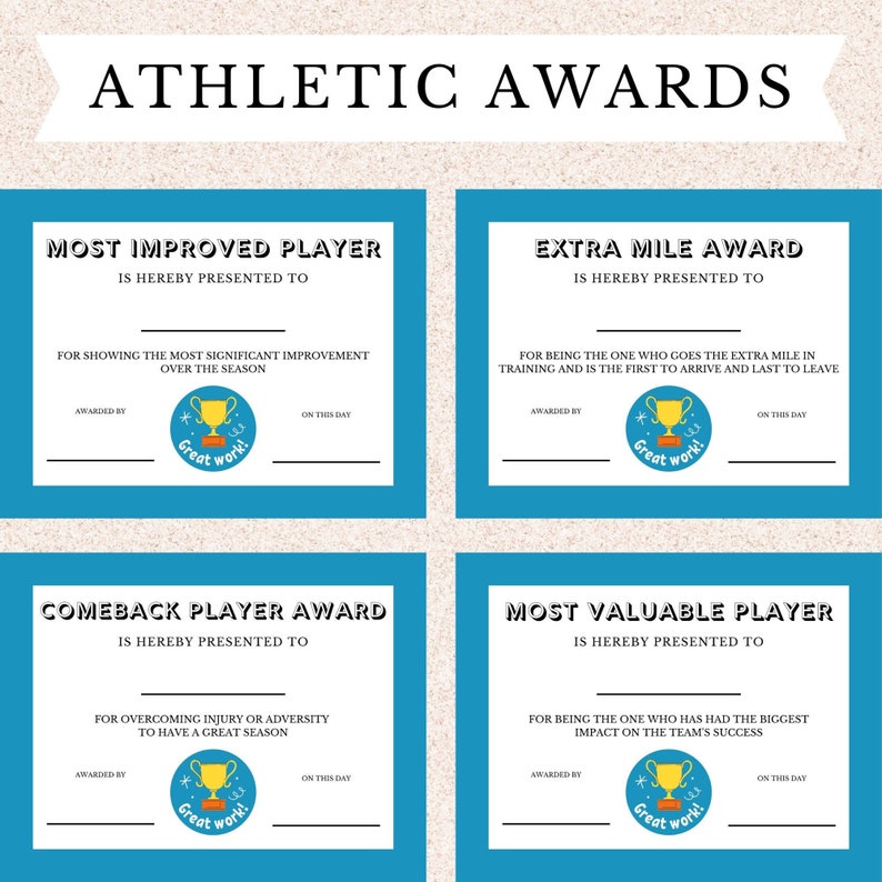 Athlete Sport Awards Printable, Athletic Awards Printable Bundle ...