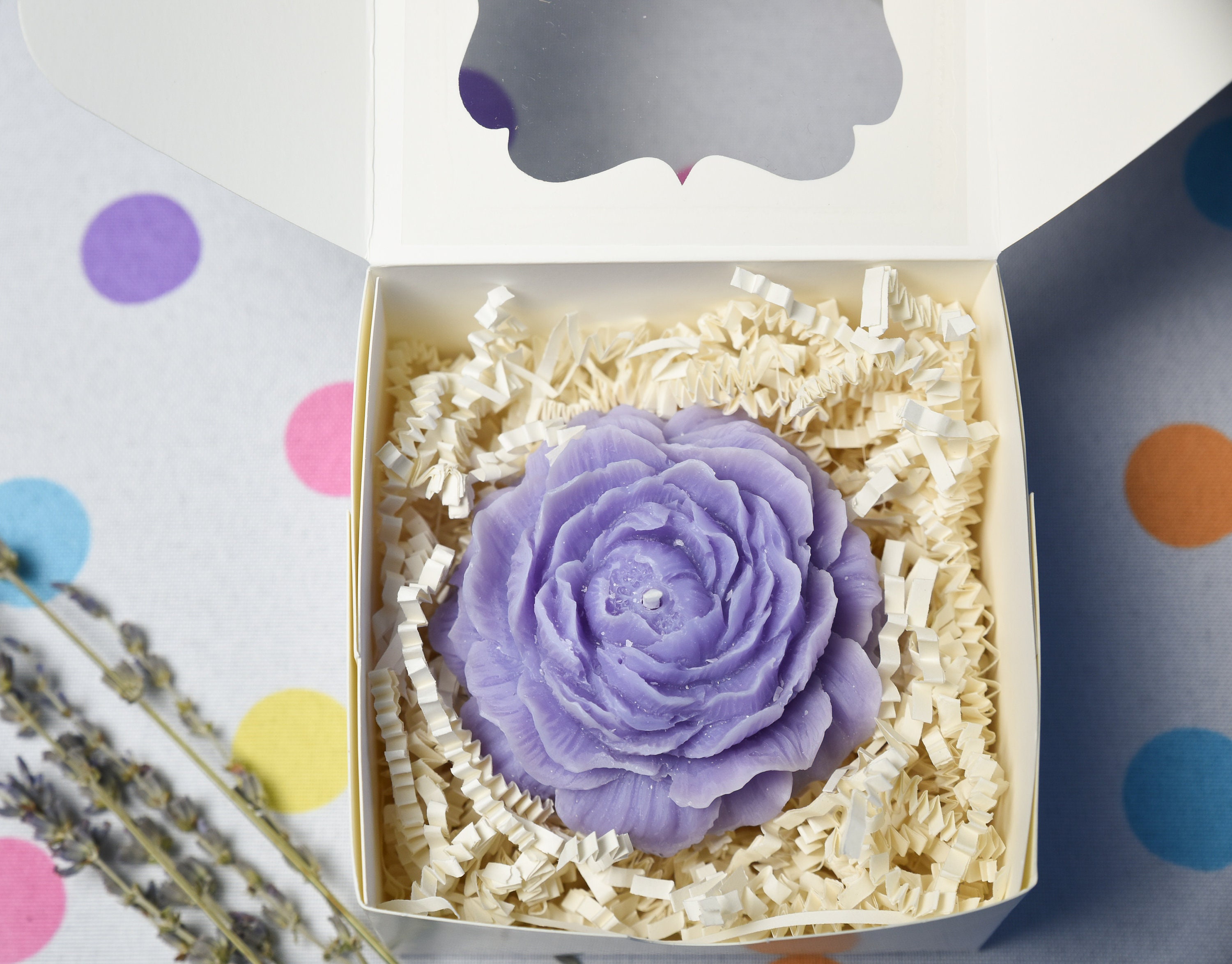 Peony Flower Candle/ Lavender Candle/ Pillar Candle/ Soy Wax Candle ...