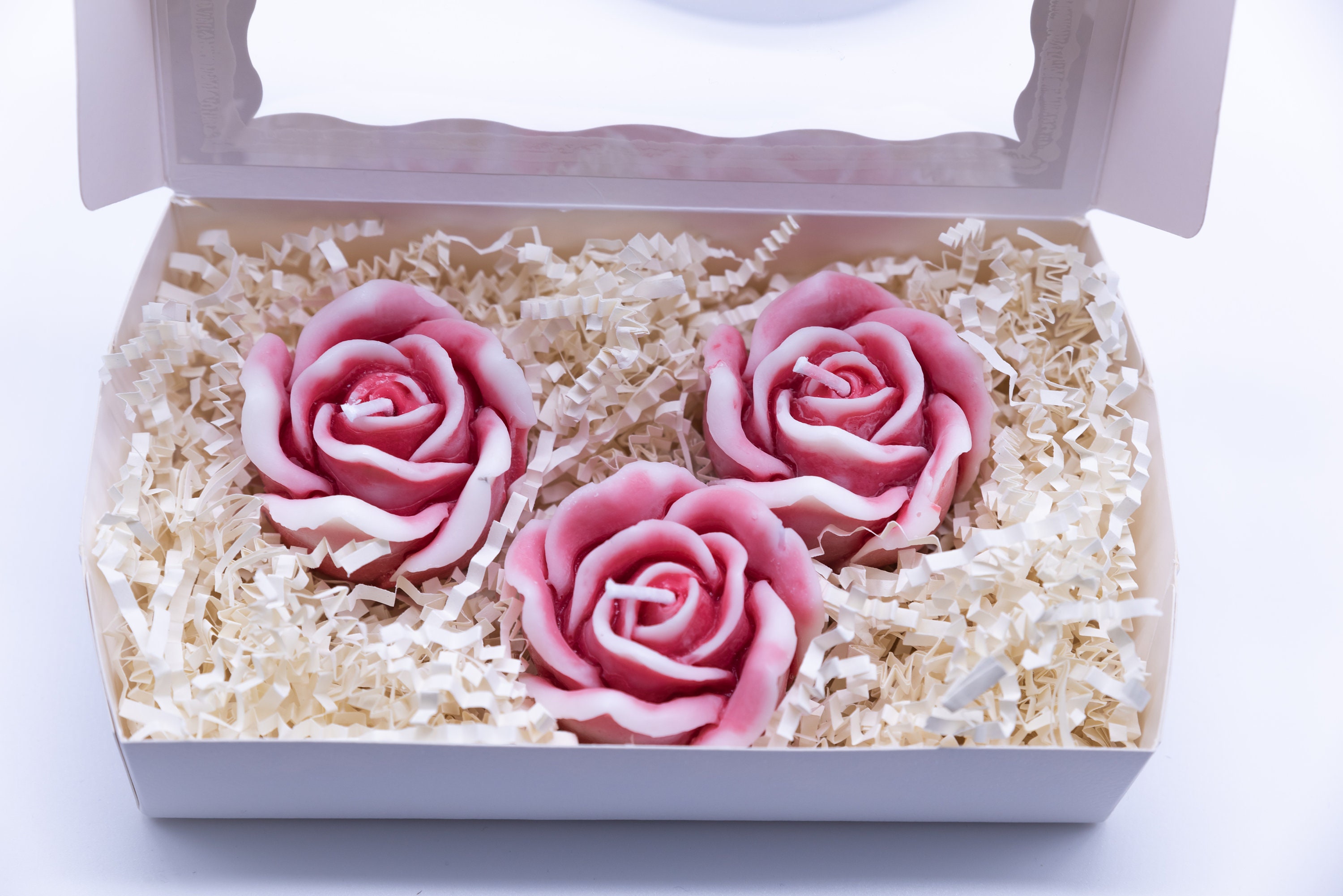 Blooming Rose Shaped Candle Set of 3/ Valentine's Day/romantic Candle ...