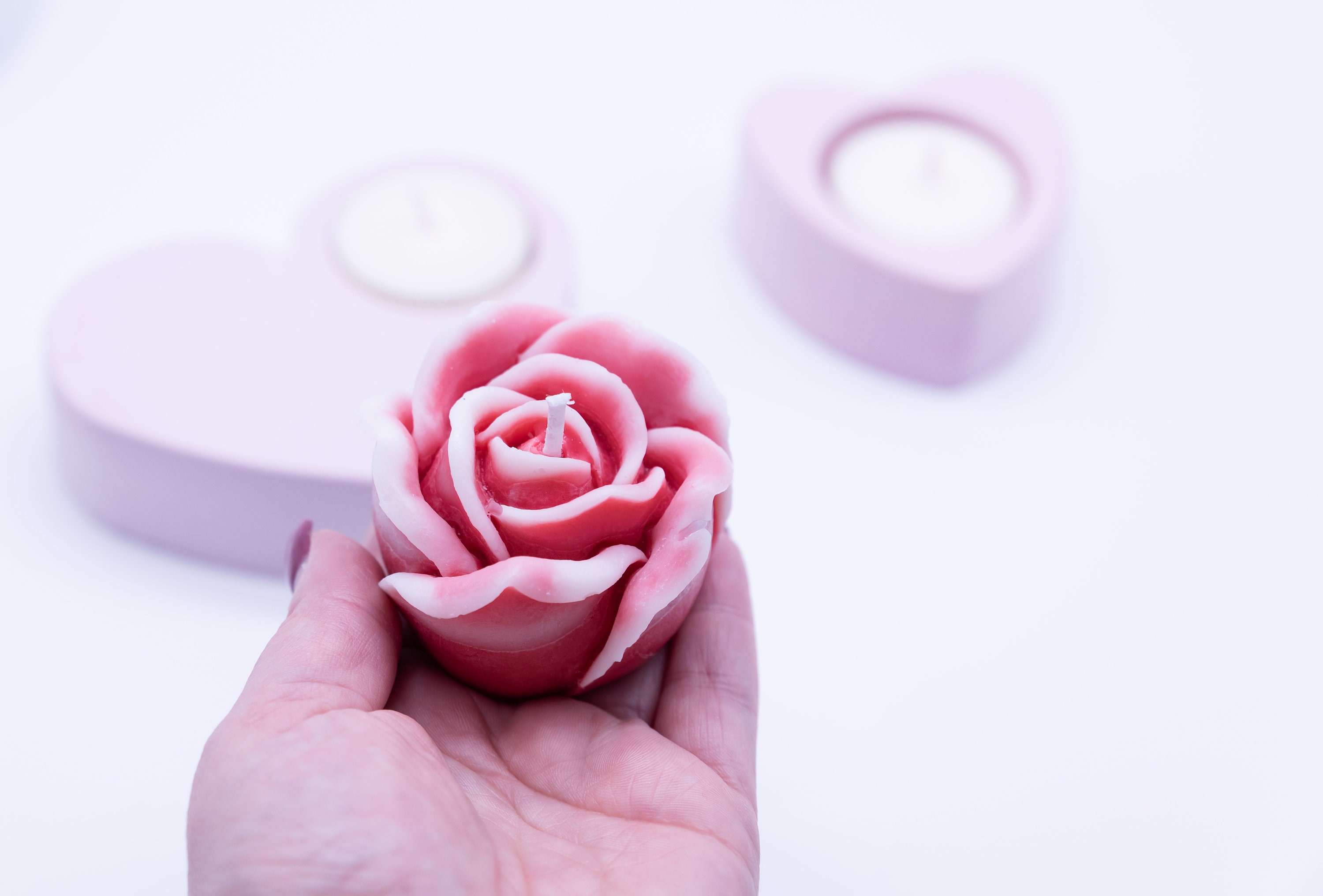 Blooming Rose Shaped Candle Set of 3/ Valentine's Day/romantic Candle ...