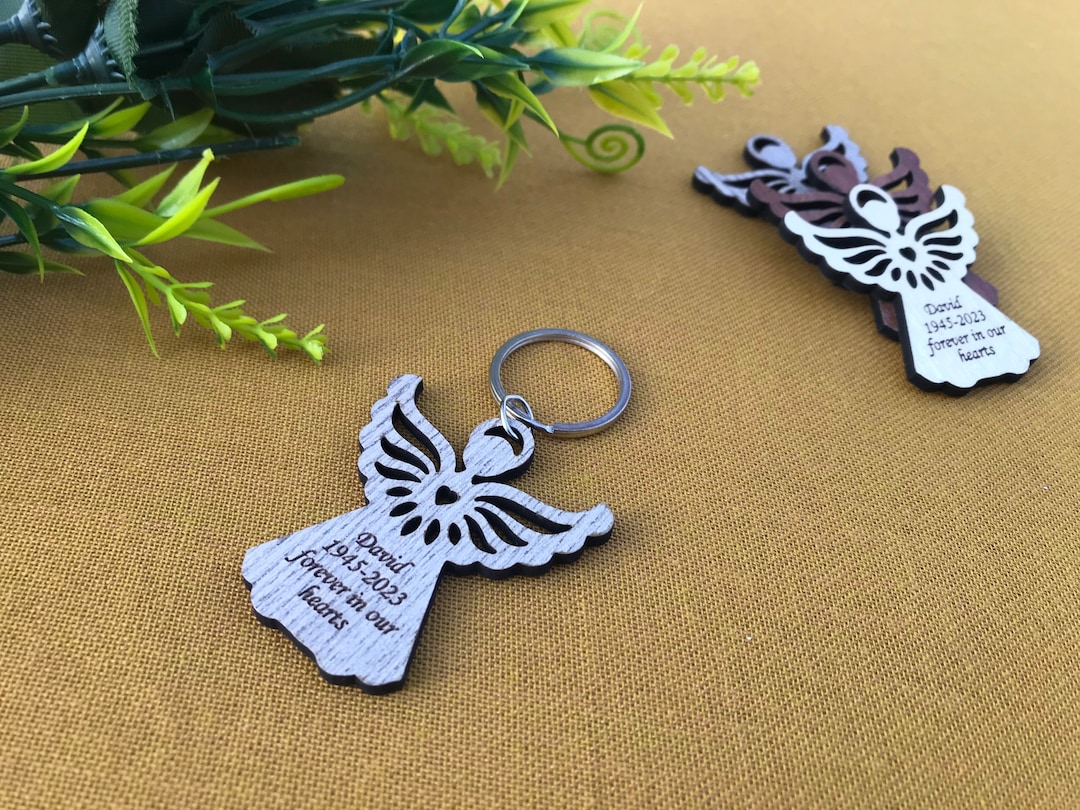 Personalized Angel Keychain: Funeral Memorial Favors, Celebration of ...