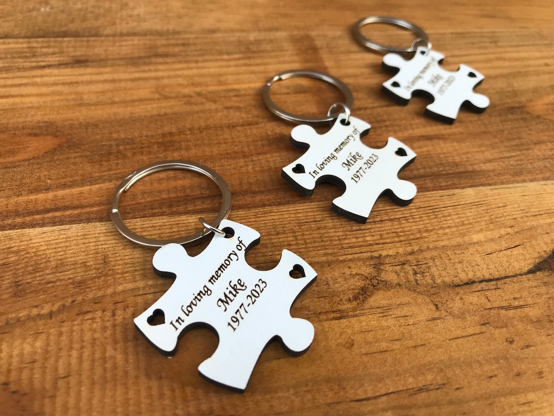 Personalized Puzzle Piece Keychain: Celebration of Life Memorial Favor ...