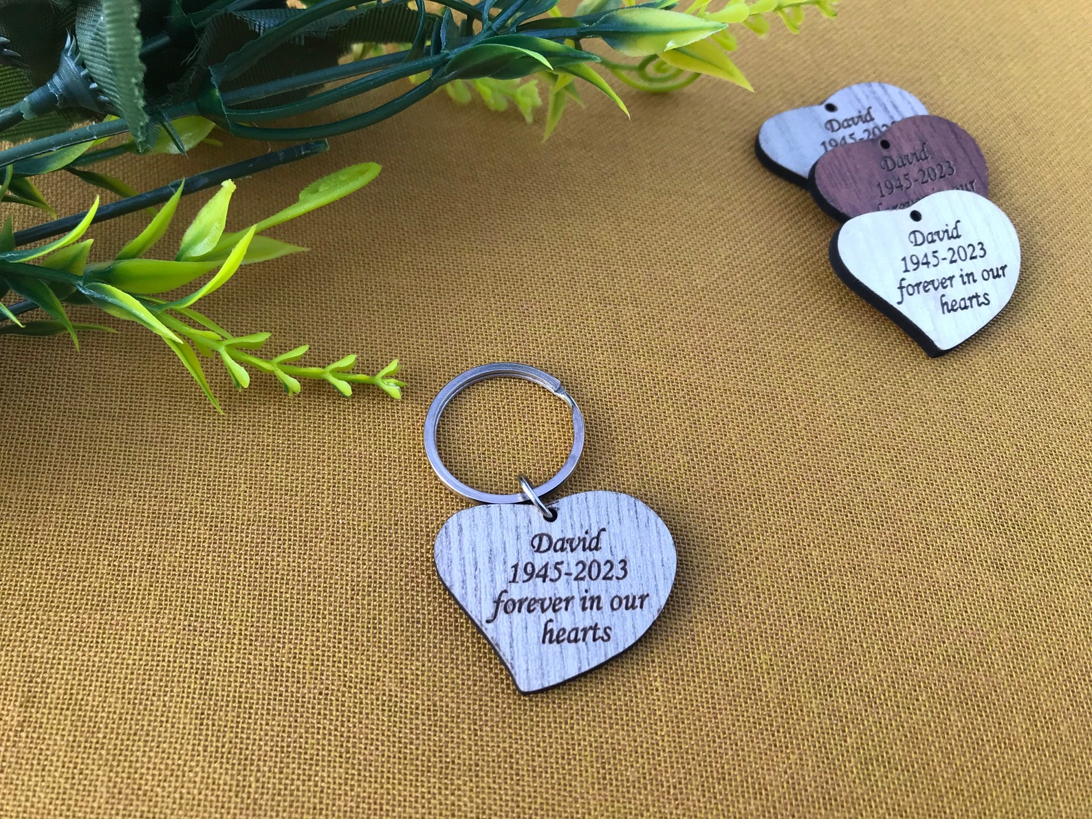 Personalized Wood Heart Keychain, Funeral Memorial Favor - Etsy