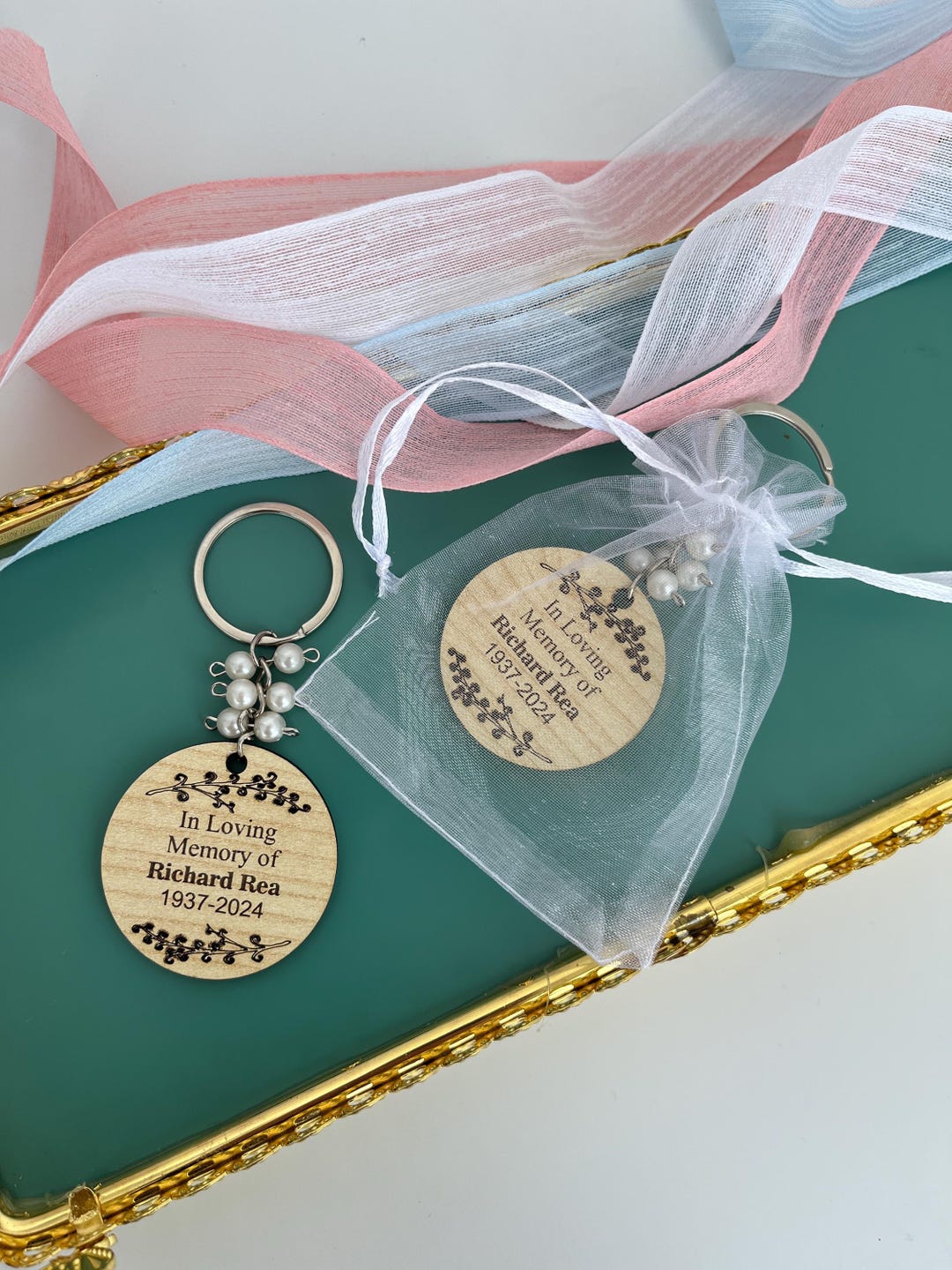 Personalized Memorial Keychain: Wood Remembrance Gift, Funeral Favor - Etsy