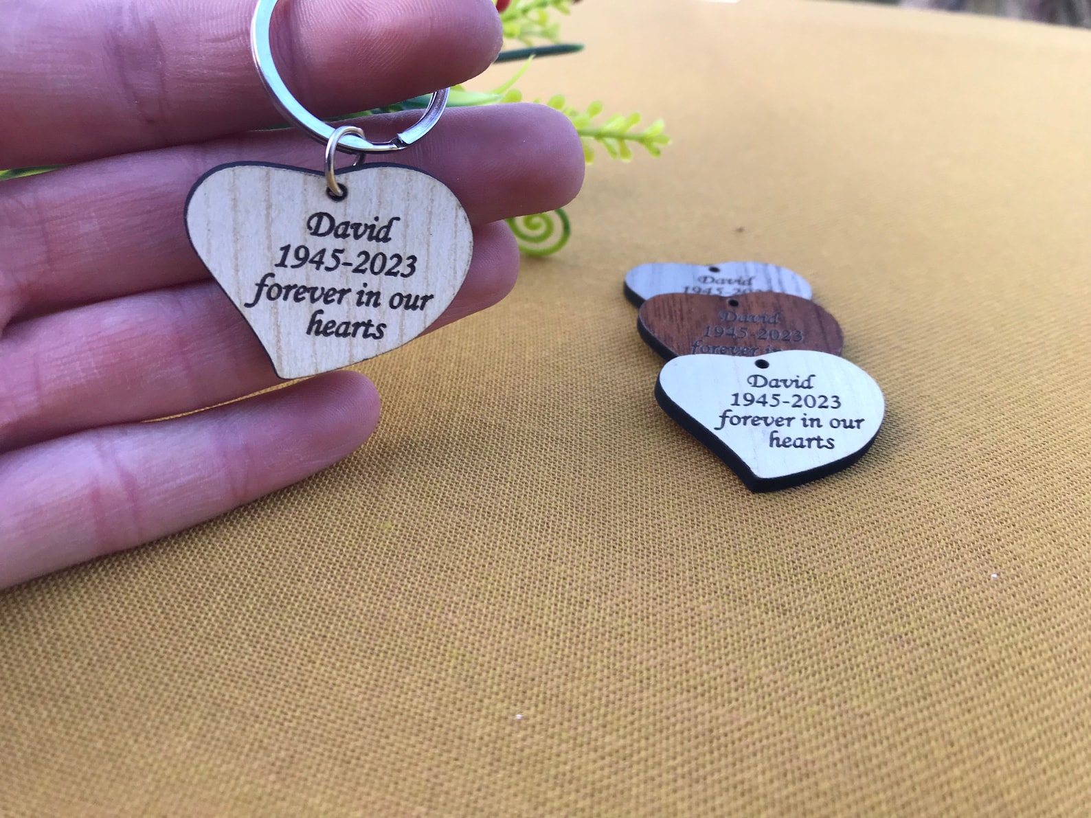 Personalized Wood Heart Keychain, Funeral Memorial Favor - Etsy