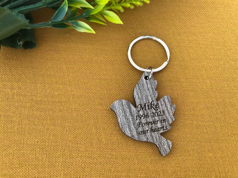 Personalized Wood Pigeon Keychain: Funeral Memorial Favor - Etsy