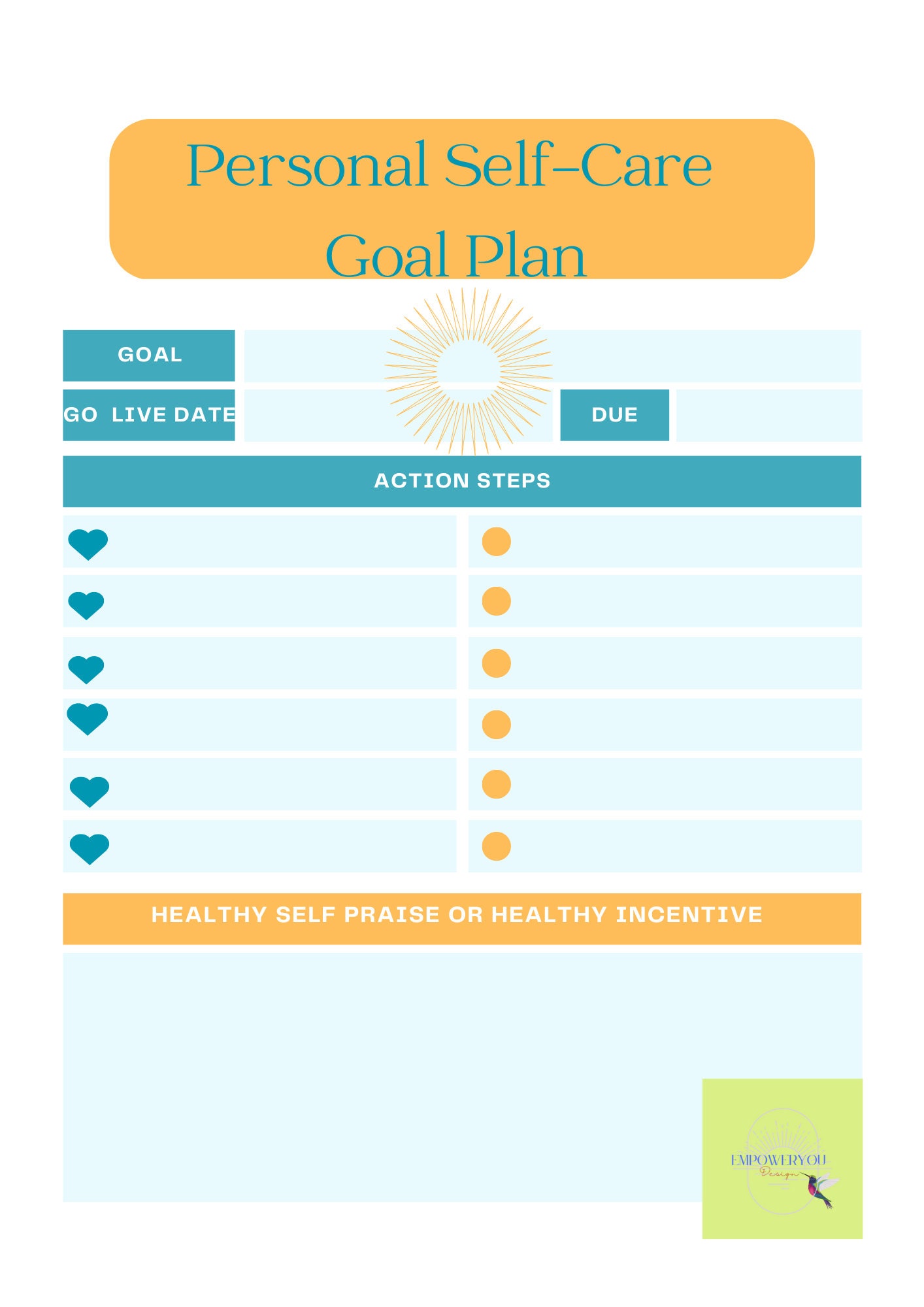 Self-care With Goal Plan - Etsy